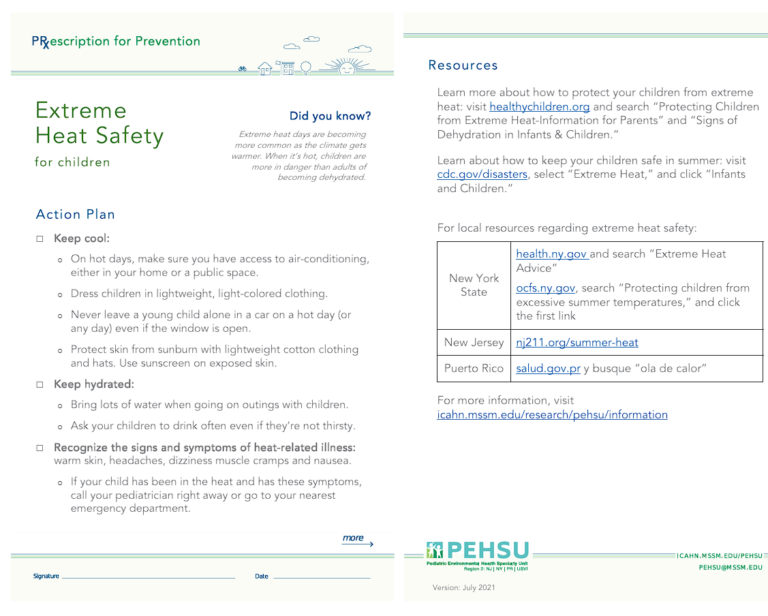Extreme Heat Safety for Children - PEHSU - Pediatric Environmental ...