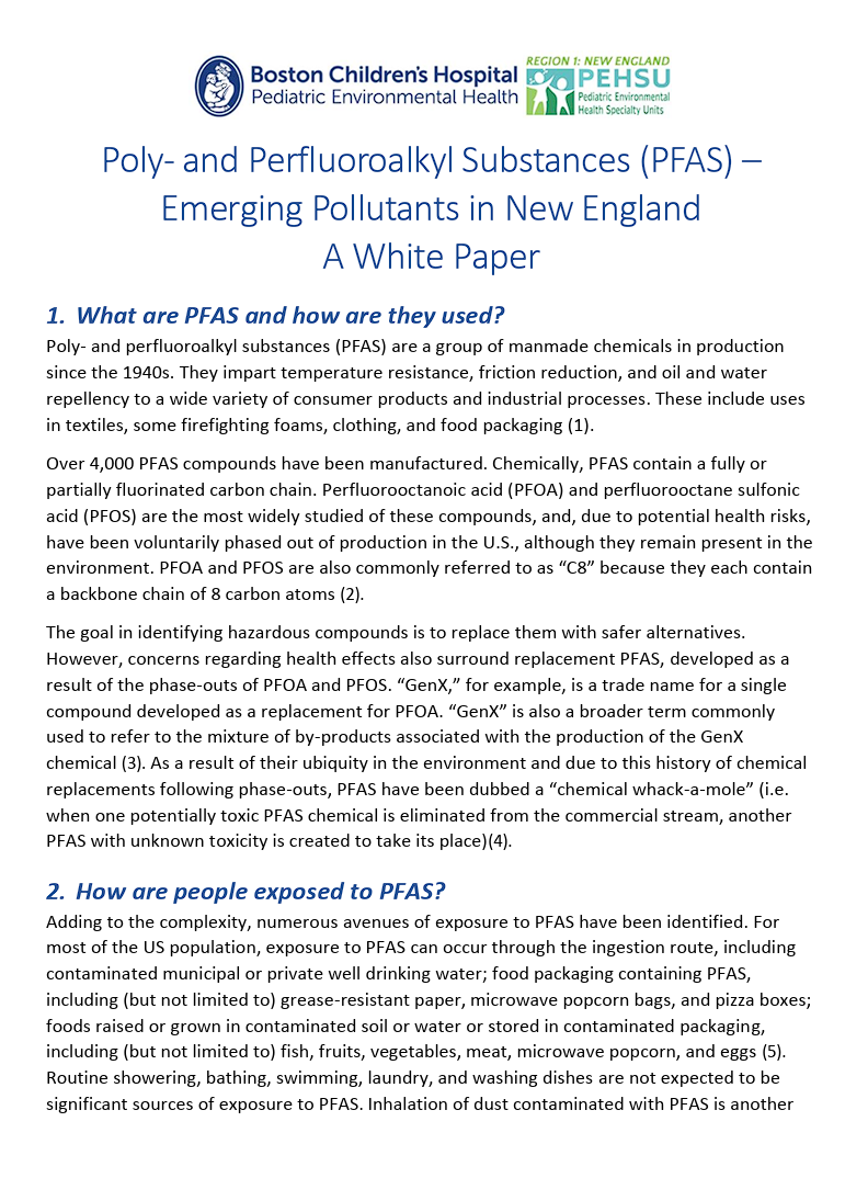 Poly- and Perfluoroalkyl Substances (PFAS) – Emerging Pollutants in New ...